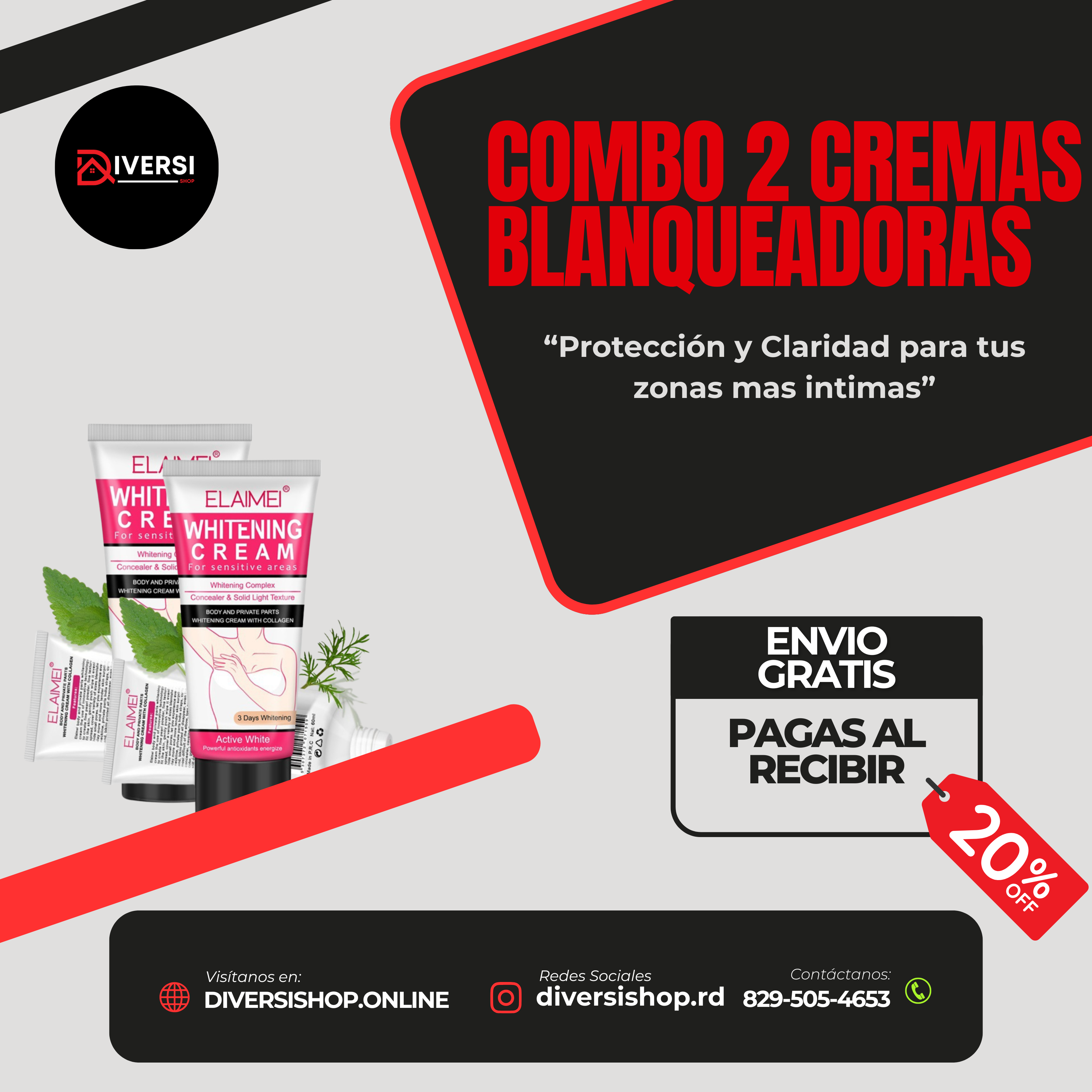 COMBO 2 CREMAS BLANQUEADORAS - Protección y Claridad para tus zonas ma ...